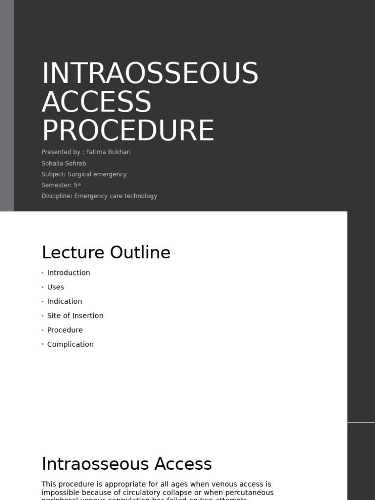 Intraosseous Access Procedure | PDF | Intravenous Therapy | Clinical ...