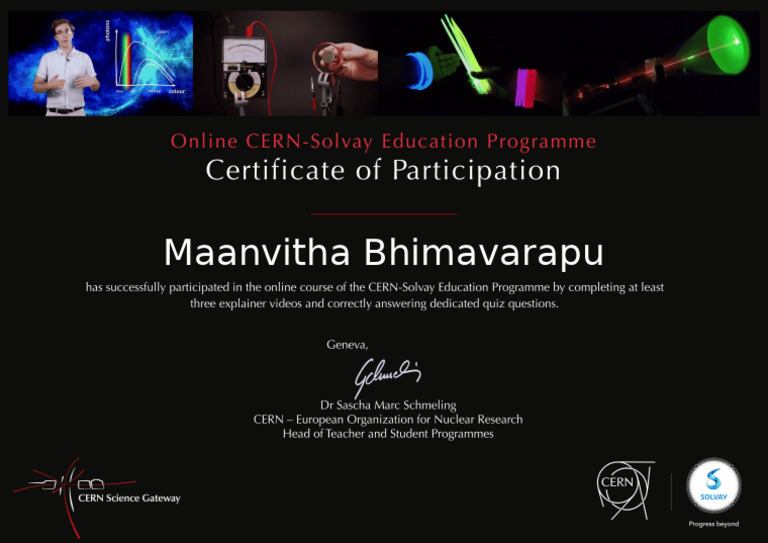 Online CERN-Solvay Certificate | PDF