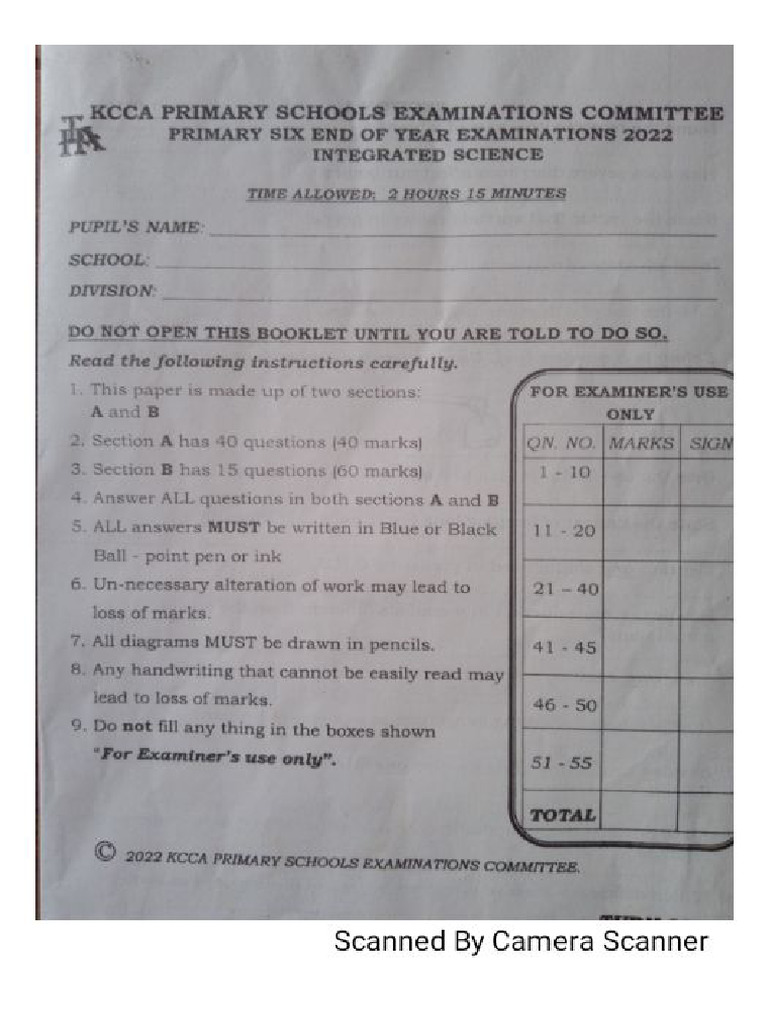 Kcca P6 End of Year Scie | PDF