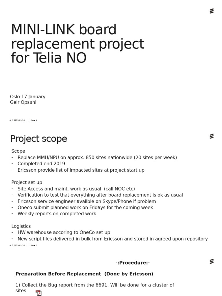 MINI-LINK Board Replacement Project With Telia | PDF | Command Line ...