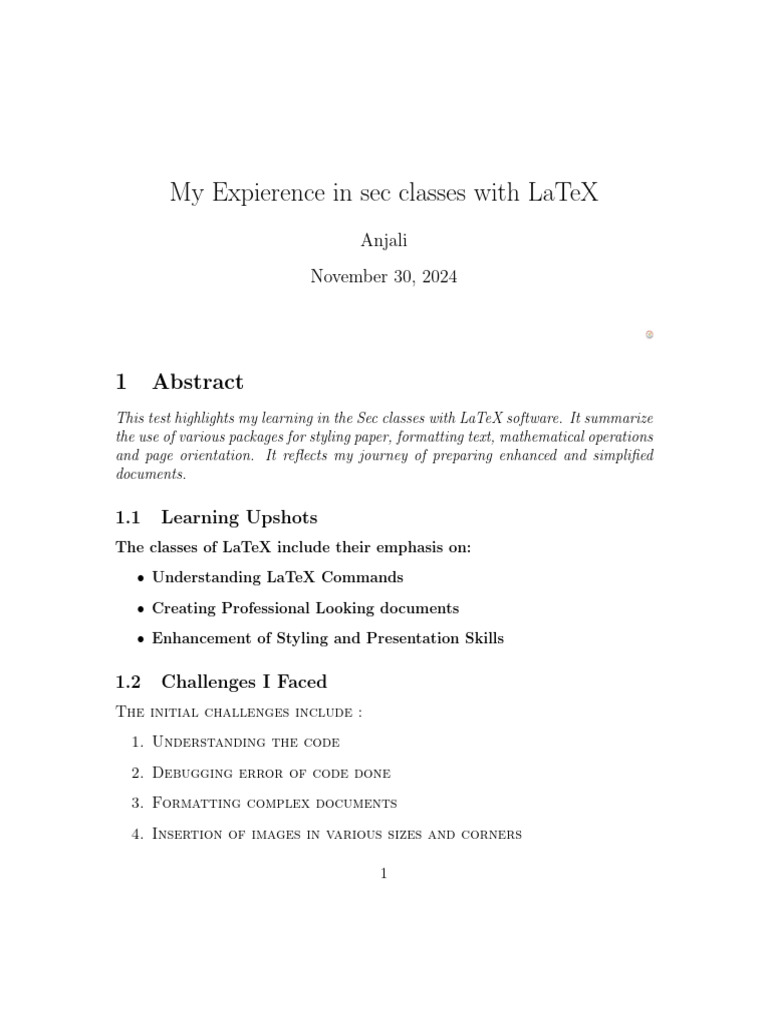 My Expierence in Sec Classes With LaTeX | PDF