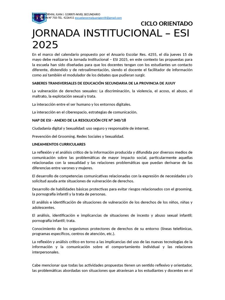 Jornada Esi 2025-Ciclo Orientado | PDF | Maestros | Abuso infantil