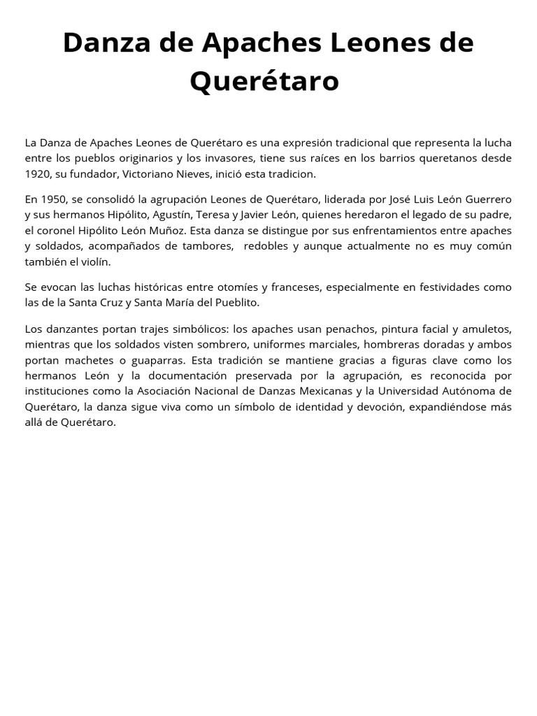 Danza de Apaches Leones de Querétaro - 20250525 - 111858 - 0000 | PDF