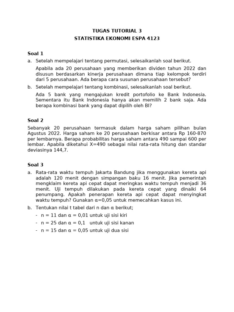 Soal Tugas 3 | PDF