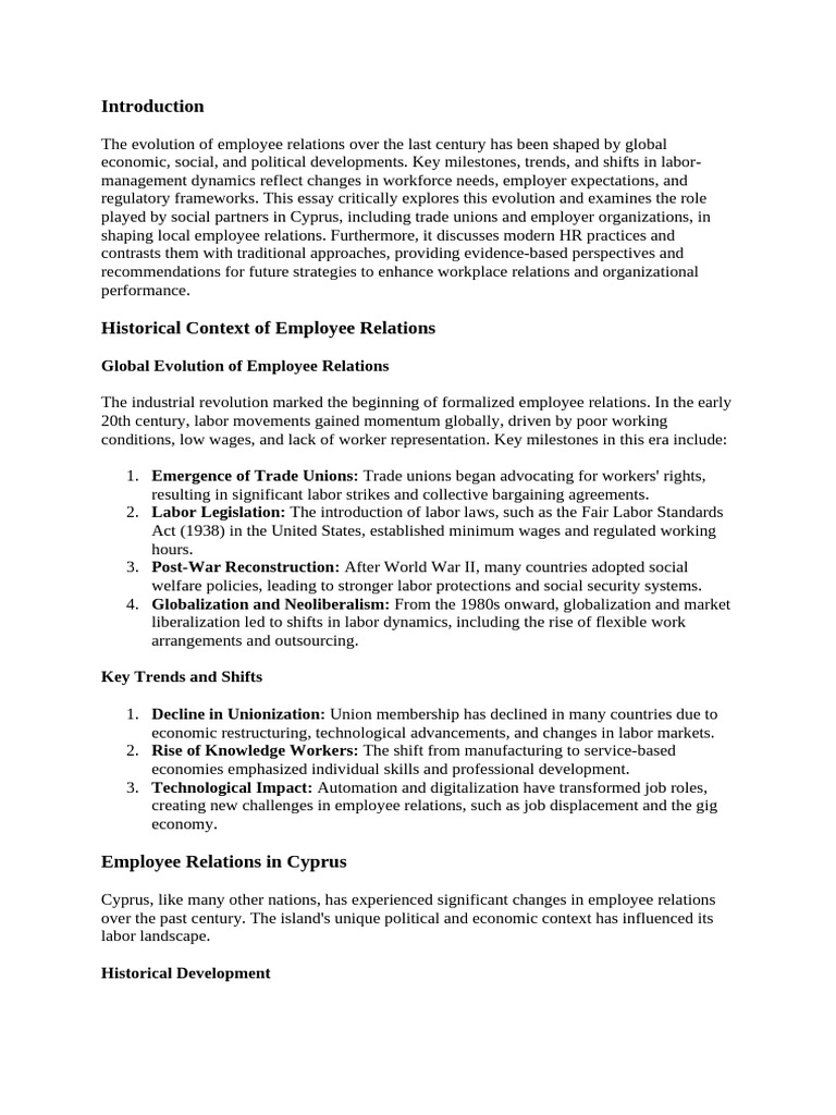 Employee Relations Assignment | PDF | Trade Union | Employment
