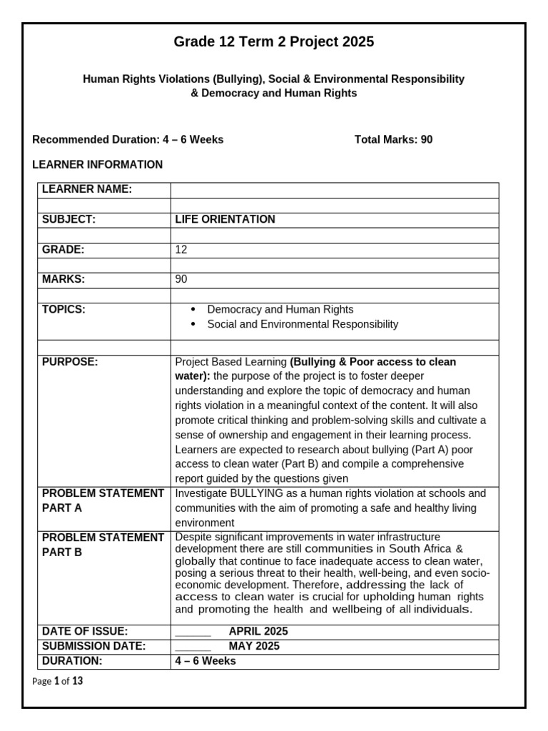 GRADE 12 PROJECT 2025 Final | PDF | Bullying | Survey Methodology