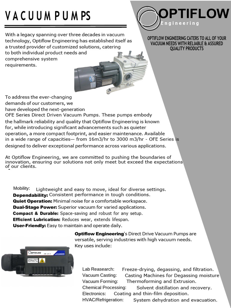 OFE R Series - Direct Drive Vacuum Pumps | PDF | Vacuum | Pump