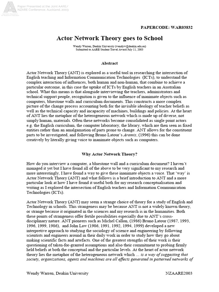 Actor Network Theory in English Education | PDF