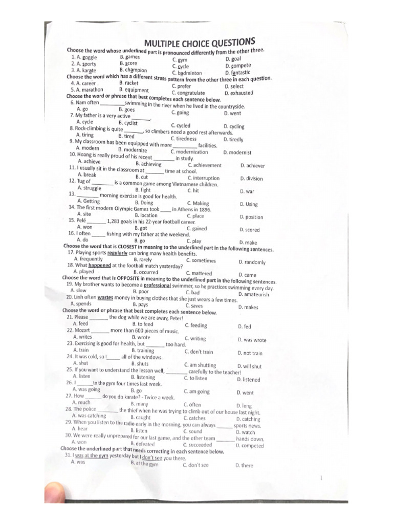 Multiple Choice Questions | PDF