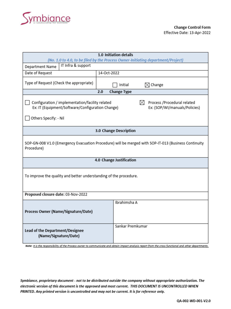 SOP Merging Change Control Approval | PDF | Computing