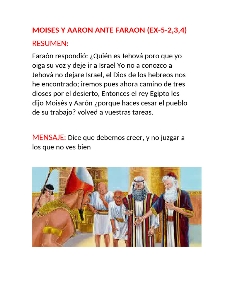 Moises y Aaron Ante Faraon | PDF