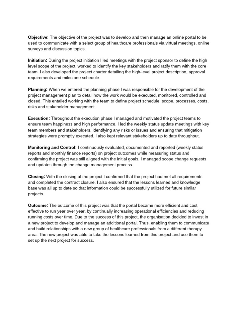 Sample PMP Application 2 | PDF