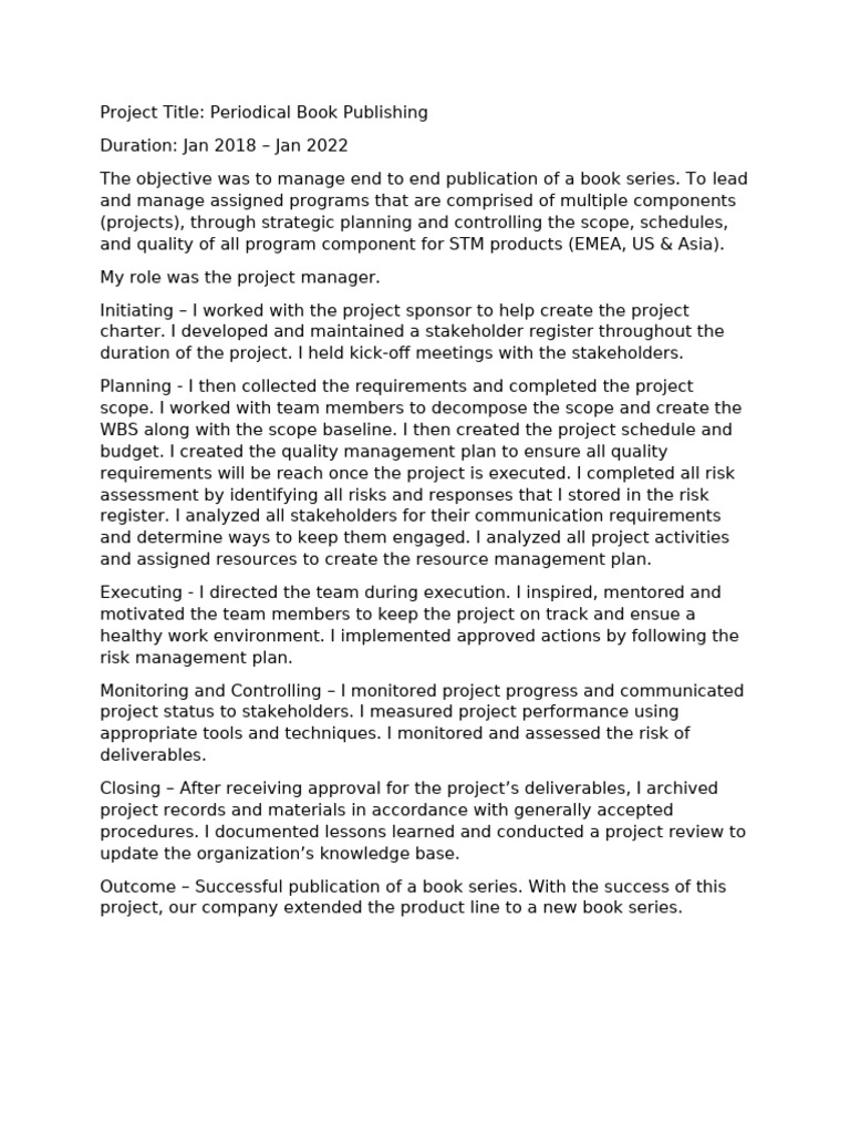 Sample PMP Application 3 | PDF