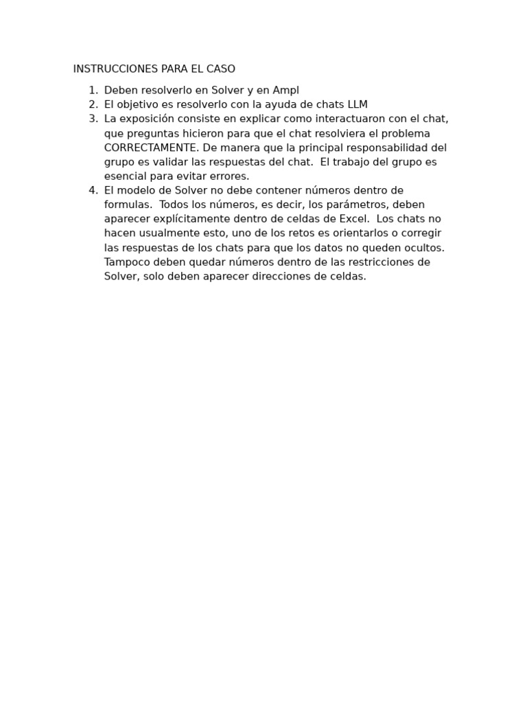 Instrucciones para El Caso | PDF
