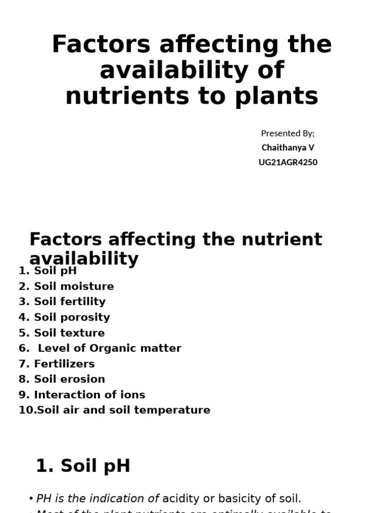 Nutrient Availability Factors for Plants | PDF | Soil | Plant Nutrition