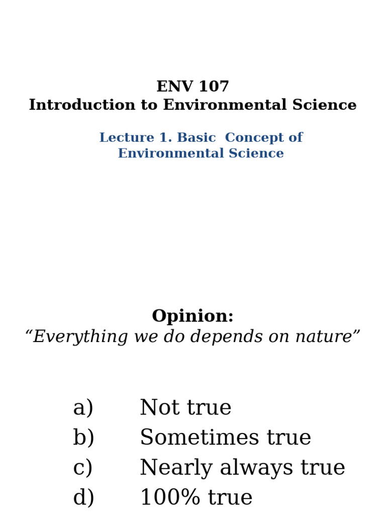 Introduction to Environmental Science Concepts | PDF | Ecosystem ...
