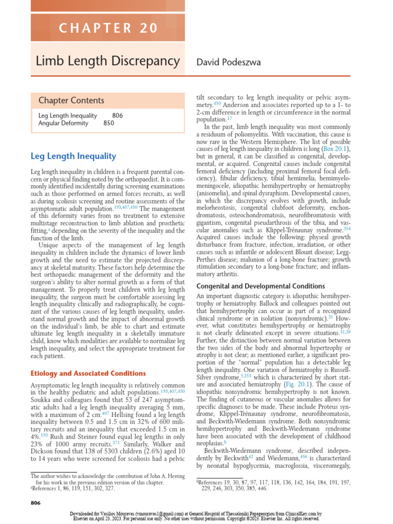 20 . Limb Length Discrepancy | PDF | Radiography | Anatomical Terms Of ...