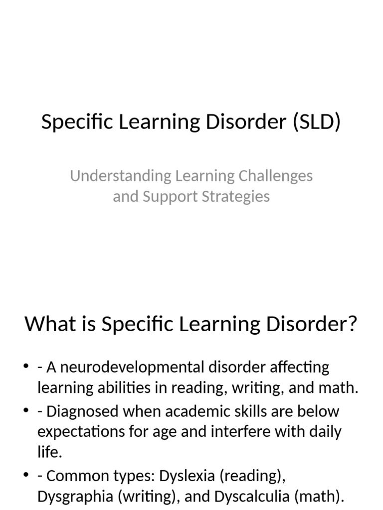 Specific Learning Disorder Presentation (2) | PDF