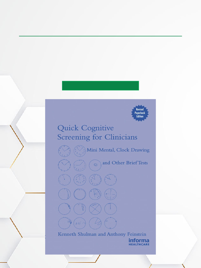 Quick Cognitive Screening For Clinicians Clock Drawing and Other Brief ...
