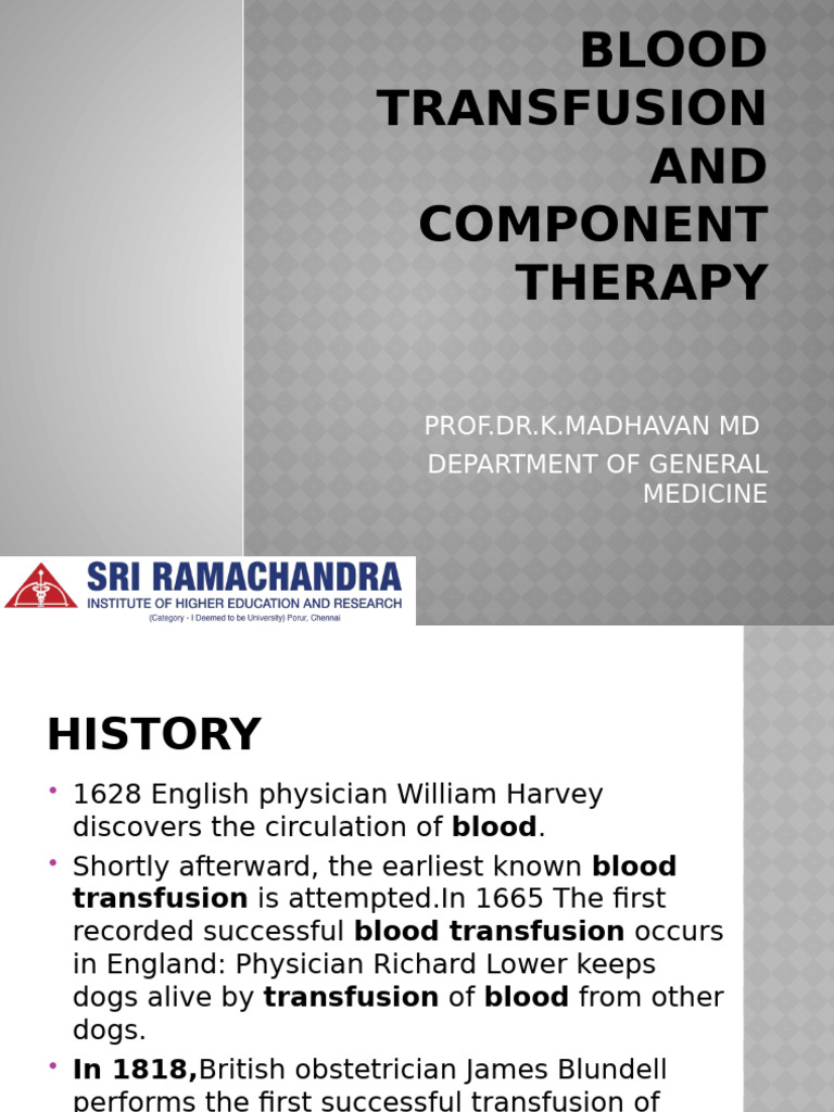 Blood Transfusion and Component Therapy | PDF | Blood Transfusion ...