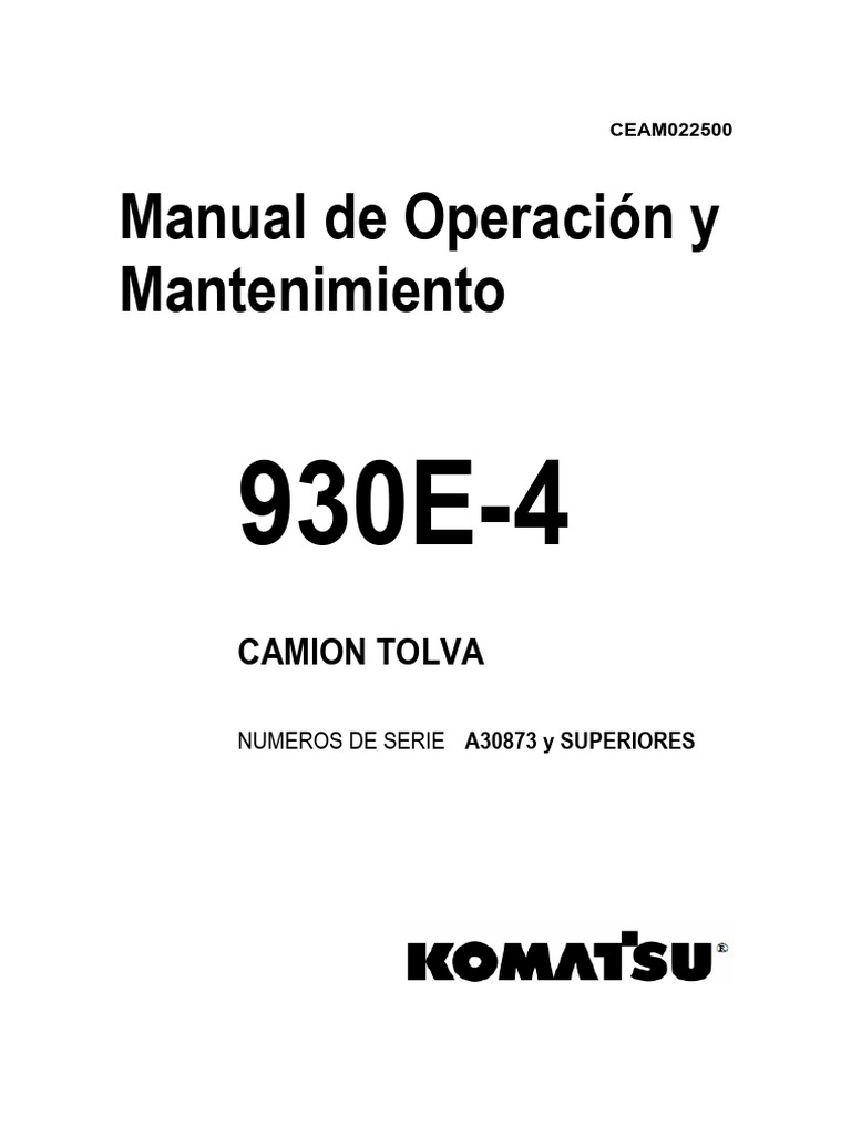 Manual de Operación y Mantenimiento 930E-4 Esp. Act. 30.09.10 | PDF | Camión | Neumático