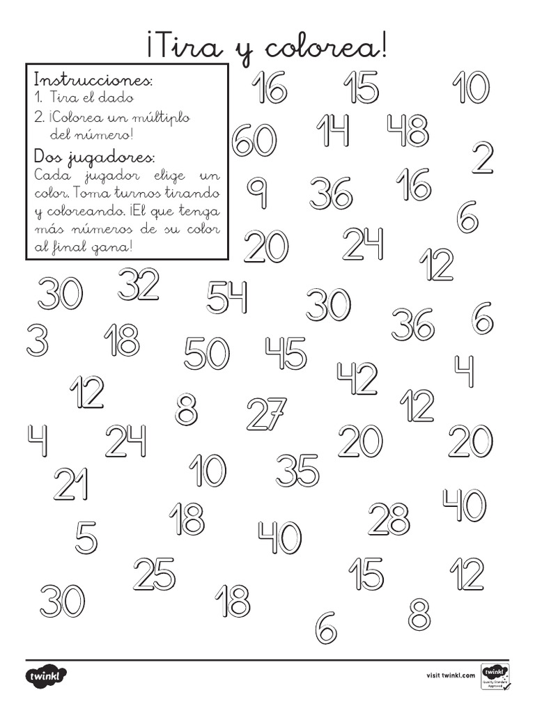 Juego de Múltiplos: Tira y Colorea | PDF