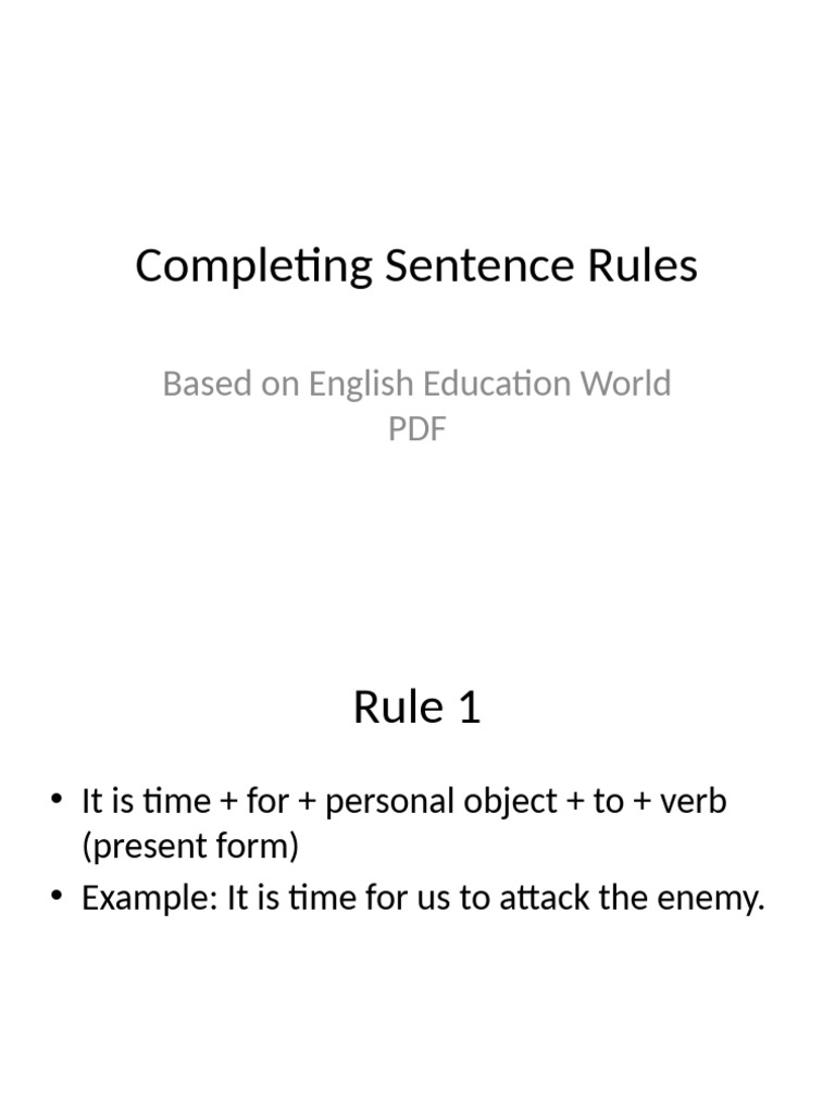Completing Sentence Rules Explained | PDF | Verb | Language Families