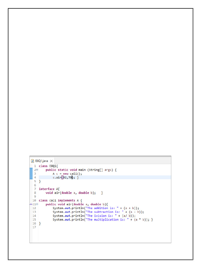 GPractical 8 - Programs On Interface | PDF | Method (Computer Programming) | Area