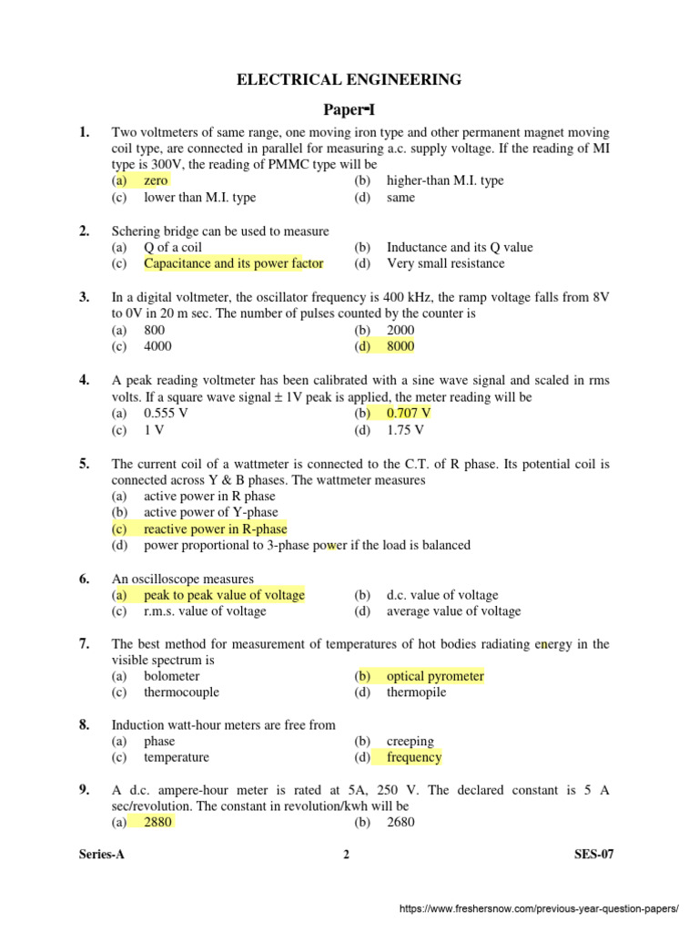 HAL Electrical Engineering Model Paper | PDF | Electric Motor ...