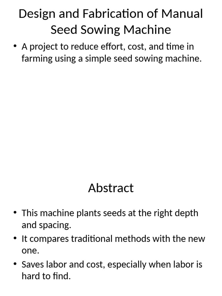 Seed Sowing Machine Presentation | PDF