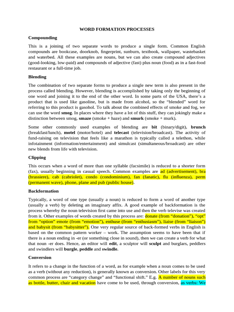Word Formation Processes-1 | PDF | Acronym | Word