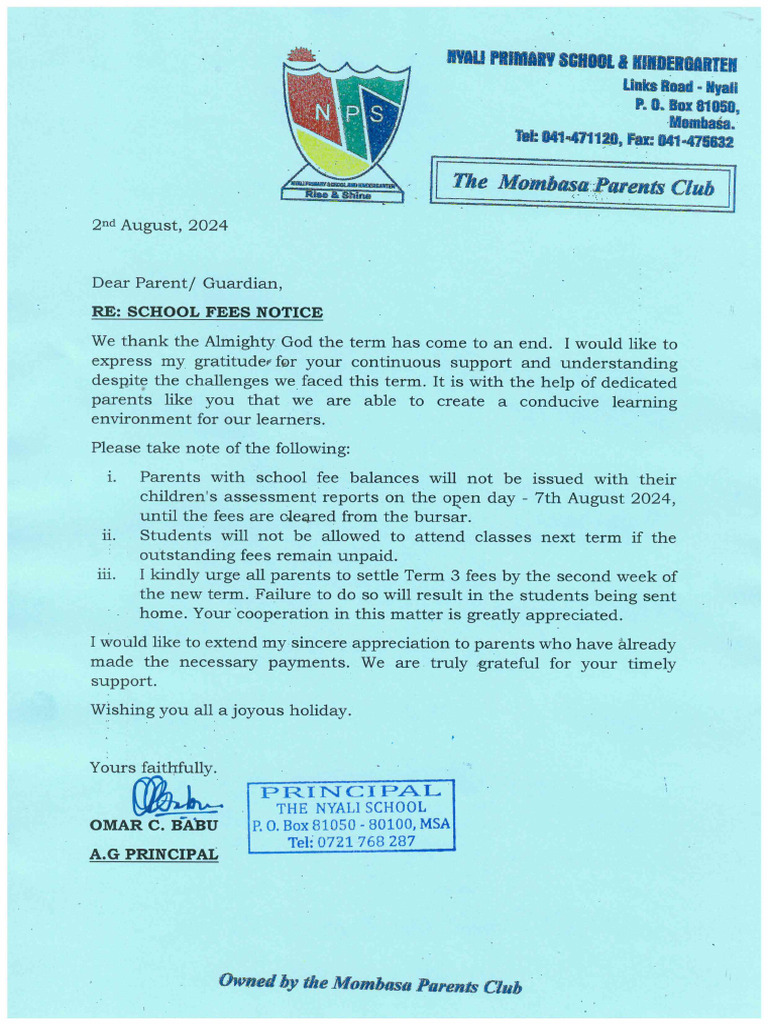 School Fees Notice | PDF