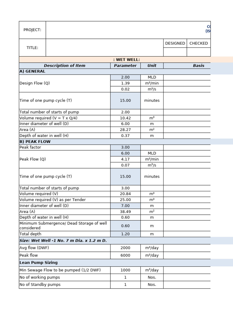 02. Process & Hyd Design Wet Well | PDF | Chemical Engineering | Hydraulics