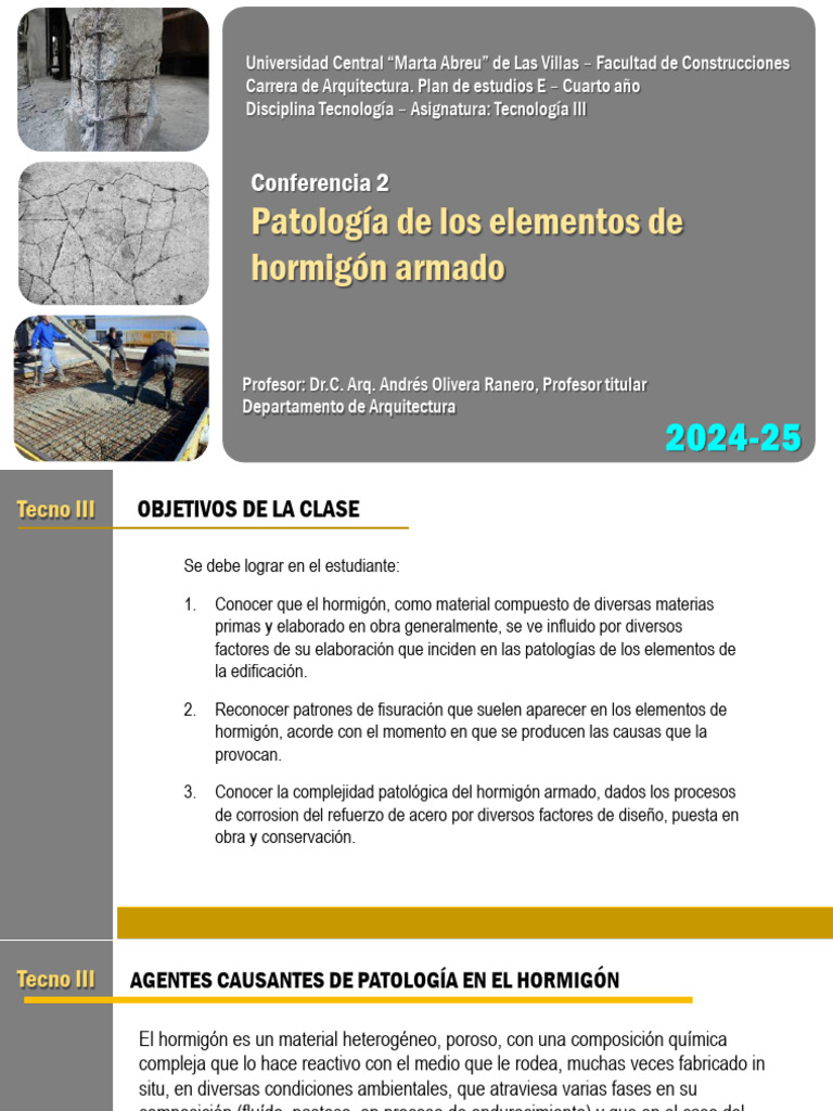 C2-Patología de Los Elementos de Hormigón Armado | PDF | Hormigón | Cemento