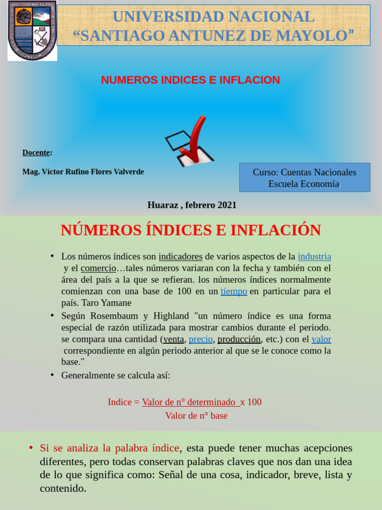 NÚMEROS ÍNDICES E INFLACIÓN Clase 7 | PDF | Costo de la vida | Precios