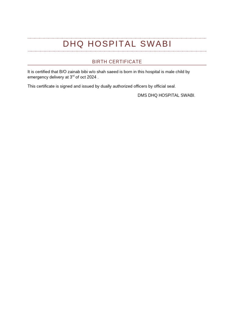 DHQ Hospital Swabi | PDF
