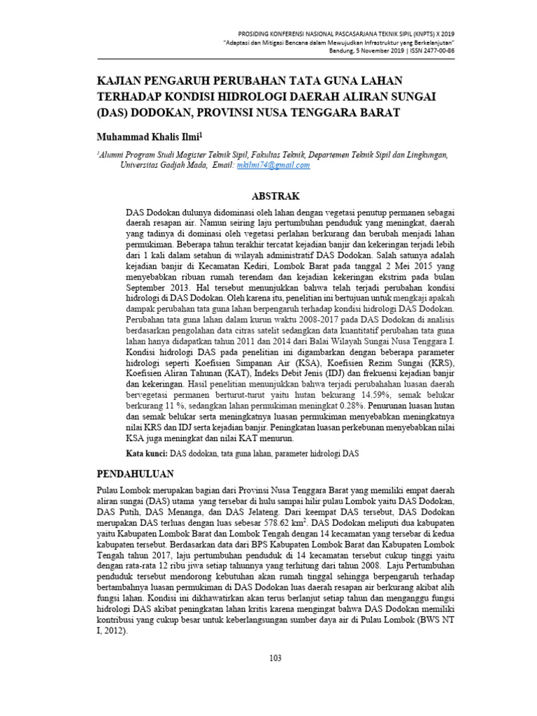 Kajian Pengaruh Perubahan Tata Guna Lahan Terhadap Kondisi Hidrologi ...