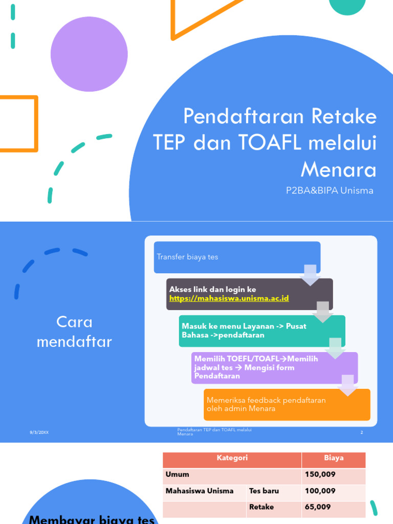 Pendaftaran Retake TEP Dan TOAFL Melalui Menara | PDF