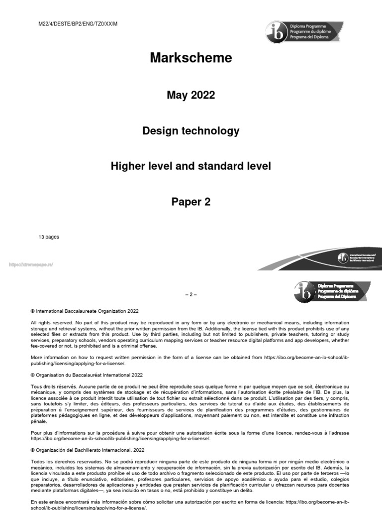 Design Technology Paper 2 HLSL Markscheme | PDF | Plastic | Recycling