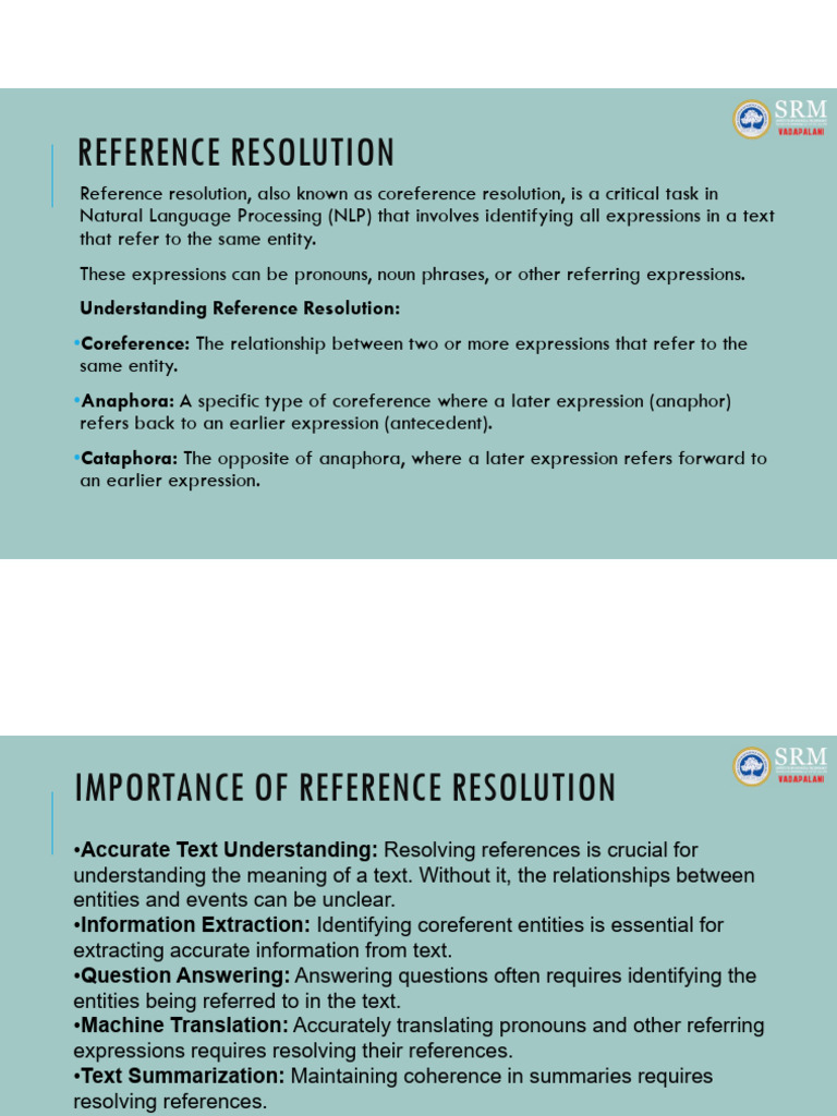 Reference Resolution - UNIT 3 | PDF | Pronoun | Semiotics