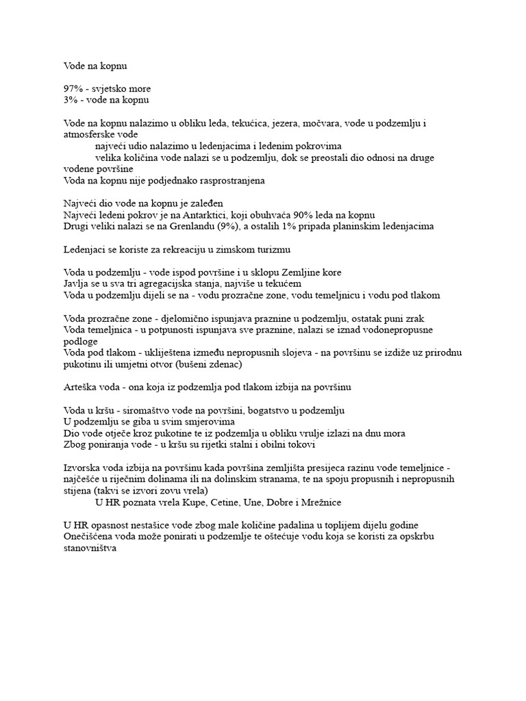 Geografija - Vode Skripta | PDF