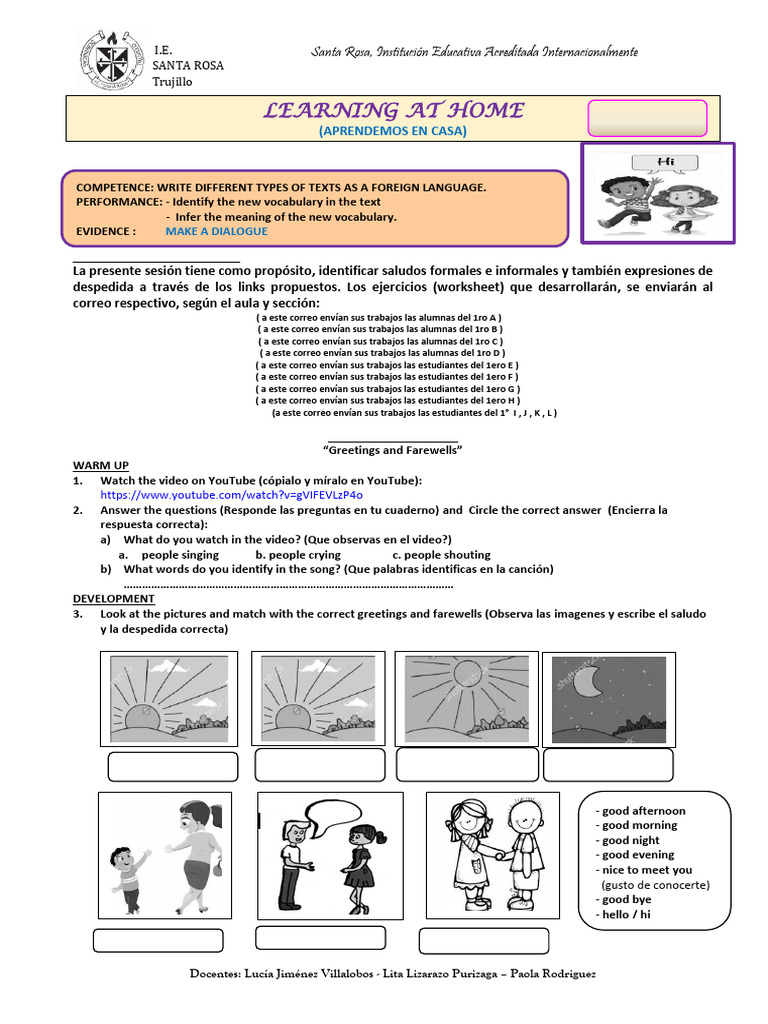 Area: English: Learning at Home | PDF