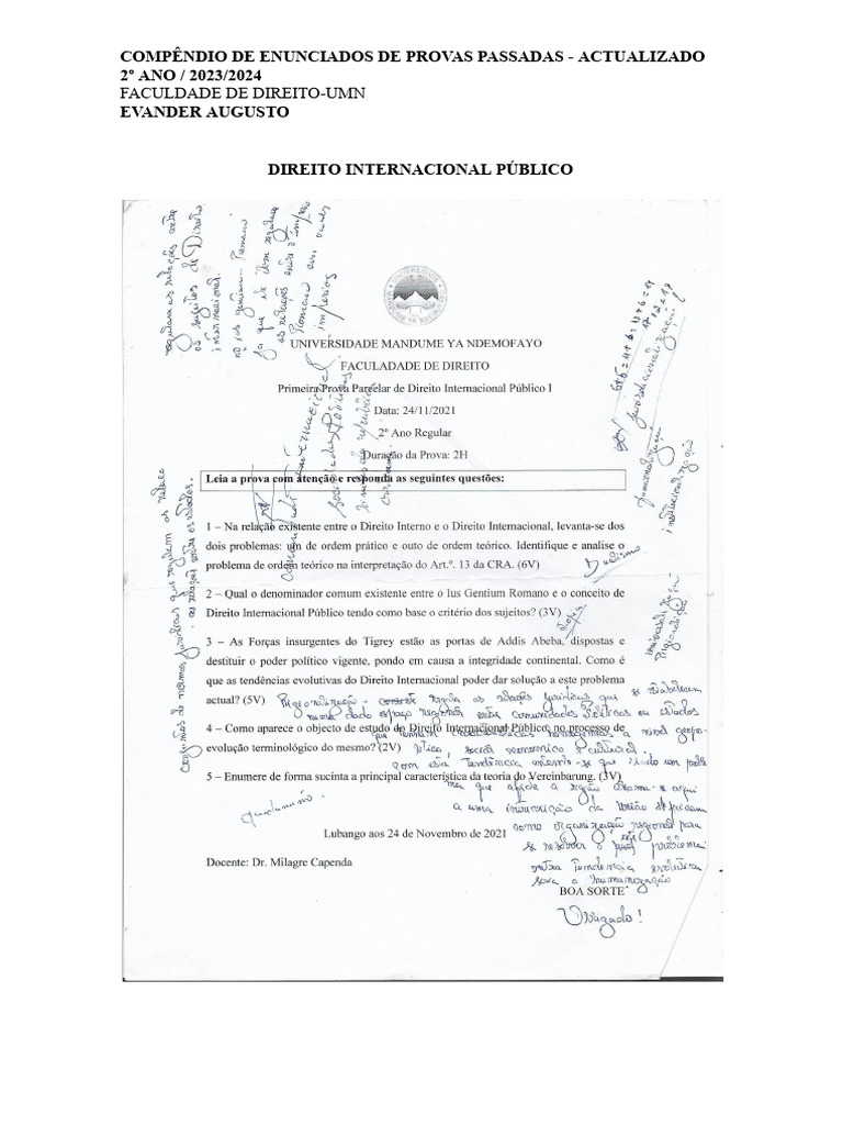 COMPÊNDIO DE ENUNCIADOS DAS PROVAS PASSADAS 2º ANO - Docx - 032910 ...