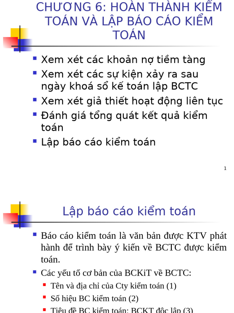 CHƯƠNG 6 - Hoàn Thành Kiểm Toán BCTC | PDF