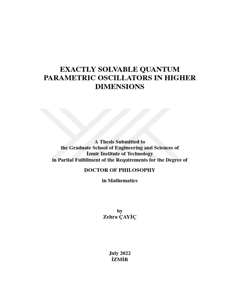 Exactly Solvable Quantum Parametric Oscillators in Higher Dimensions | PDF | Hamiltonian ...