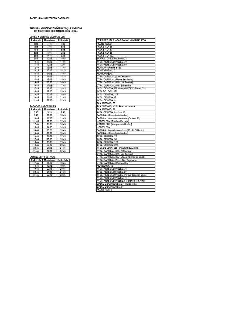 Itinerario Carbajal 202501 | PDF