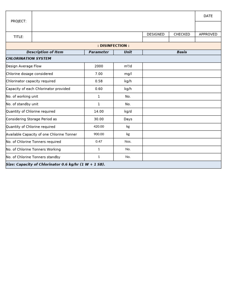 Chlorination System Design Overview | PDF