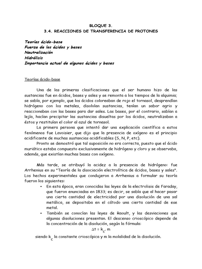 T4 Química Ácido Base | PDF | Ácido | Materiales