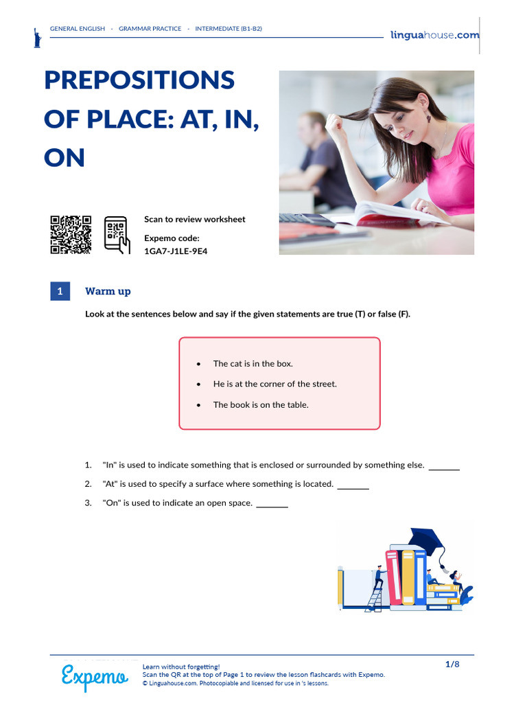 prepositions-of-place-at-in-on-american-english-teacher-B1-B2 (1) | PDF ...