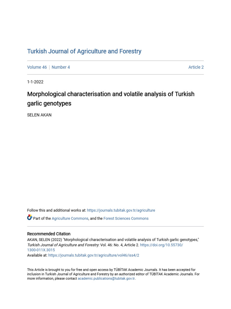 Morphological characterisation and volatile analysis of Turkish g | PDF | Mass Spectrometry | Garlic